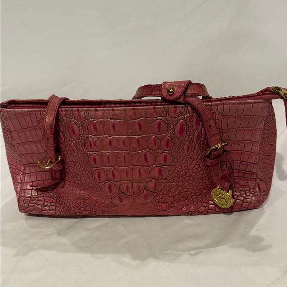 Brahmin | Bags | Brahmin Pink Crocodileembossed Shoulder Bag | Poshmark